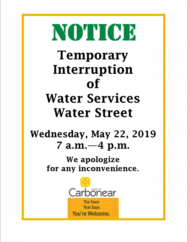 Notice: Temporary Interruption of Water Services - Thursday, May 22nd ...