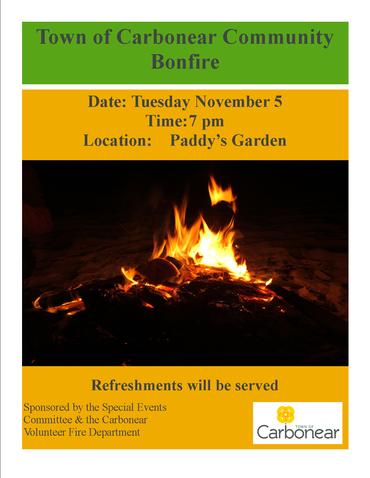 November 5 Community Bonfire - Town of Carbonear