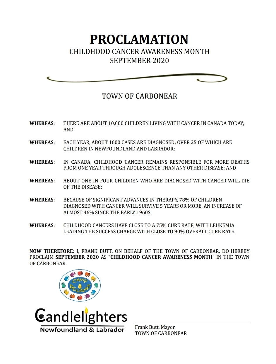 Proclamation recognizing September as Childhood Cancer Awareness Month ...