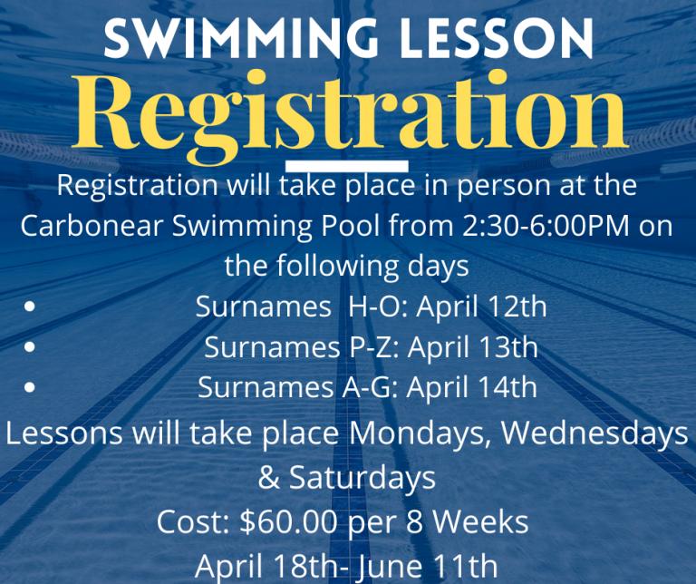Swimming Lesson Registration Information - Town of Carbonear
