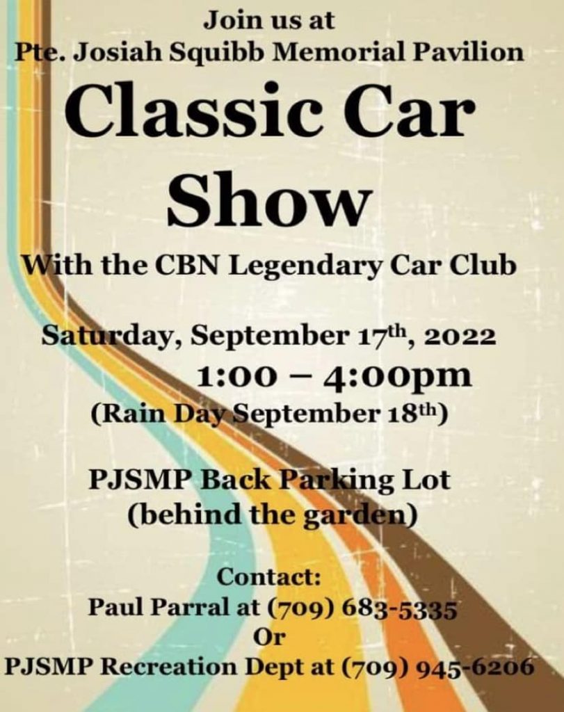Classic Car Show with the CBN Legendary Car Club - Town of Carbonear
