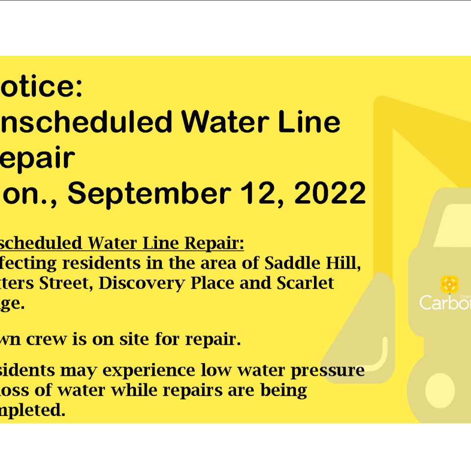 NOTICE: Unscheduled Water Line Repair - Town of Carbonear
