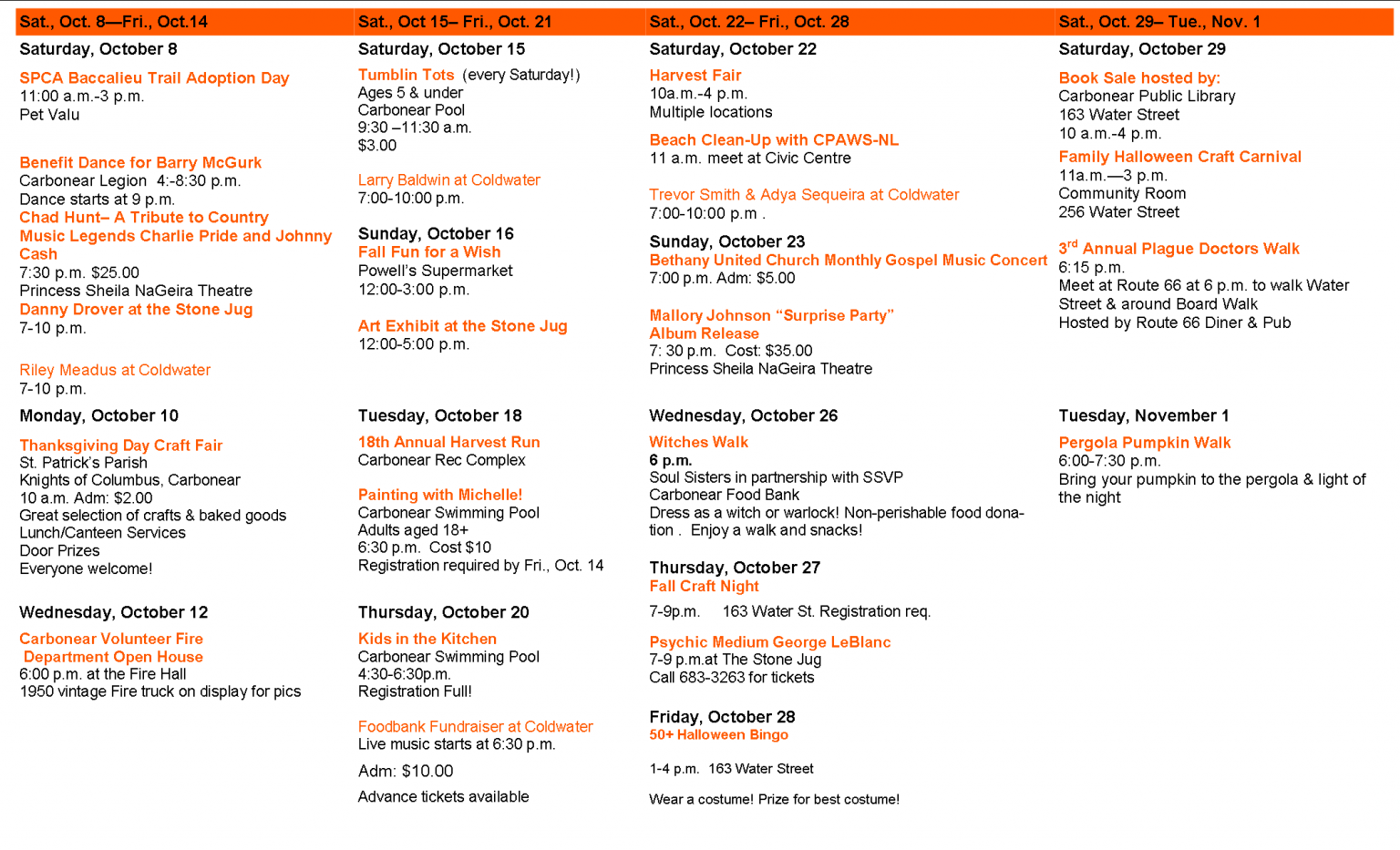 Updated Hub of the Bay Harvest Festival Schedule of Events! - Town of ...