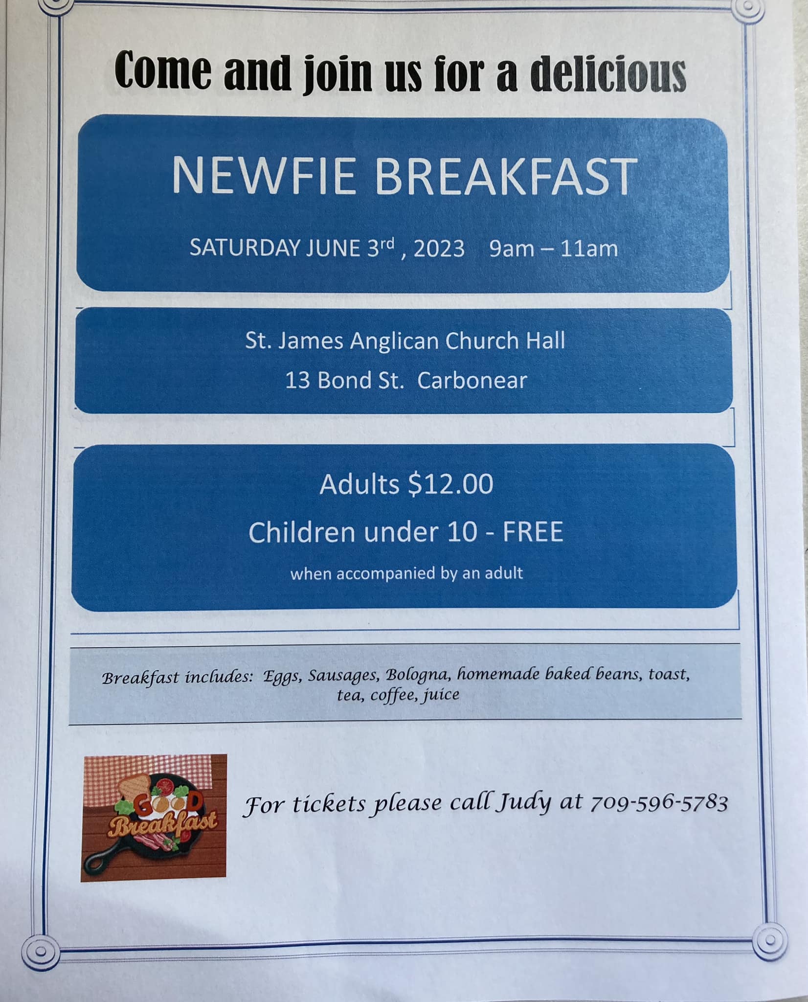 St. James Anglican Church Newfie Breakfast - Town of Carbonear